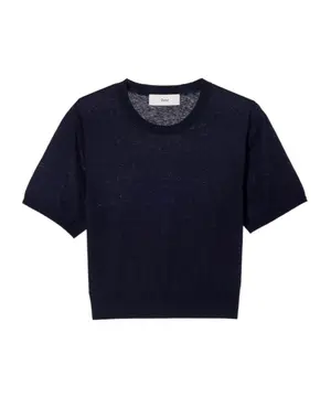 DUNST Short-sleeve Crew Neck Pullover - Navy
