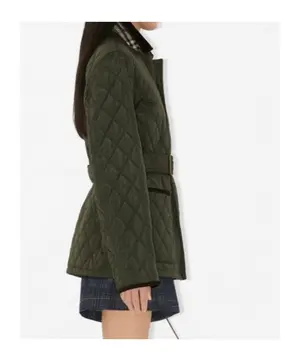 Burberry Belted Waist Quilted Jacket - Shale