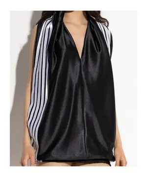 Balenciaga Sleeveless V-neck Mini Dress With Cut-out Back And Stripes