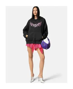 Versace Logo Printed Long Sleeve Hoodie