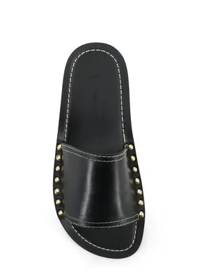 TOTEME Embellished Open Toe Slides - Black