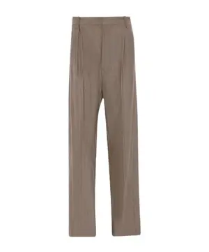 Victoria Beckham High-rise Pleated Trousers - Gray
