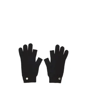 Rick Owens Fingerless Knitted Wool Gloves - Black