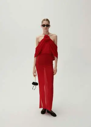Magda Butrym Flower-appliqué Sheer Silk Maxi Dress