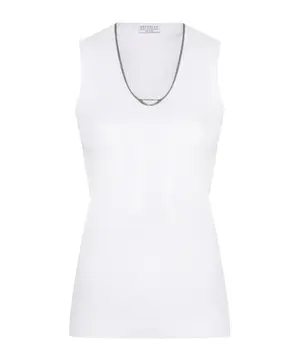 Brunello Cucinelli Monili Chain Detail Ribbed Tank Top