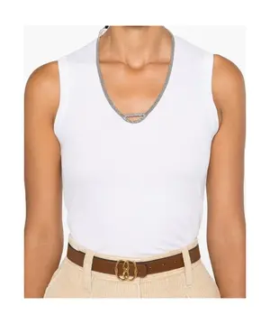 Brunello Cucinelli Monili Chain Detail Ribbed Tank Top