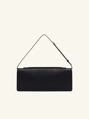 COURREGES Courrèges Smooth Calfskin Leather Wrist Clutch Bag With Double Wear Strap - Black