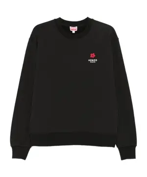 Kenzo Logo Embroidered Crewneck Sweatshirt - Black