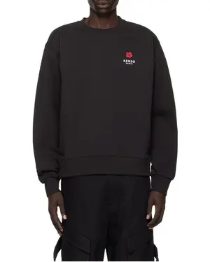 Kenzo Logo Embroidered Crewneck Sweatshirt - Black