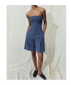 Tove Strapless Pleated Top