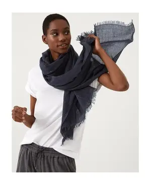 Brunello Cucinelli Frayed Hem Scarf - Blue