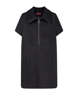 Gucci Double Jersey Zip-up Mini Dress - Black