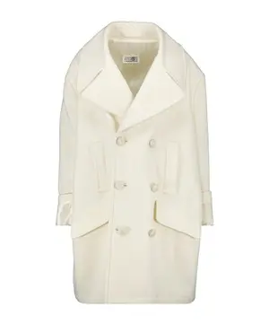 MAISON MARGIELA Double-breasted Oversized Coat - Milk