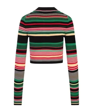 Rabanne Striped Knitted Polo Top