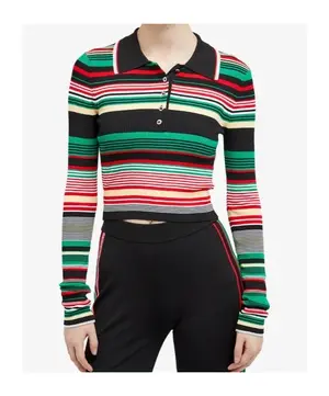 Rabanne Striped Knitted Polo Top - Multicolor