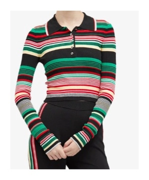 Rabanne Striped Knitted Polo Top - Multicolor