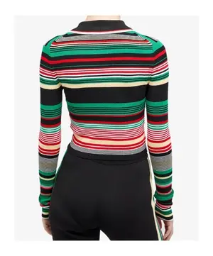 Rabanne Striped Knitted Polo Top - Multicolor