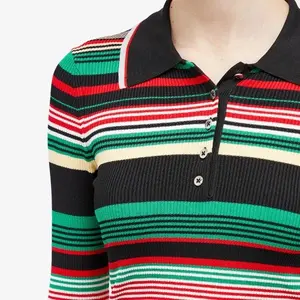 Rabanne Striped Knitted Polo Top - Multicolor