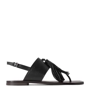 Brunello Cucinelli Tassel Detail Leather Sandals - Black
