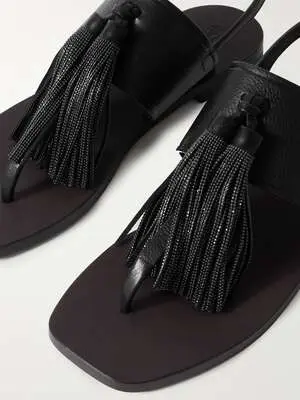 Brunello Cucinelli Tassel Detail Leather Sandals