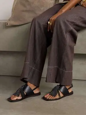 Brunello Cucinelli Tassel Detail Leather Sandals