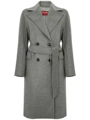 Max Mara Astro Belted Double-breasted Coat - Gray