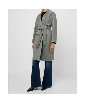 Max Mara Astro Belted Double-breasted Coat - Gray