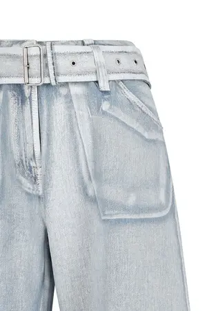 Acne Studios Belted Tapered Leg Jeans - Gray