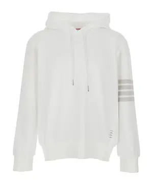 Thom Browne Logo Patch Drawstring Hoodie - White