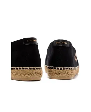 Saint Laurent Logo Embroidered Slip-on Espadrilles - Black