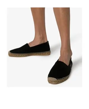 Saint Laurent Logo Embroidered Slip-on Espadrilles - Black