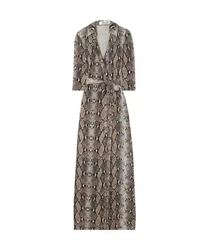 Diane Von Furstenberg Snake Print V-neck Maxi Dress
