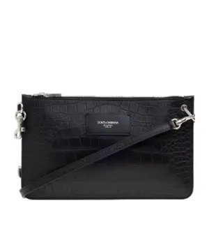 Dolce & Gabbana Crocodile-embossed Shoulder Bag - Black