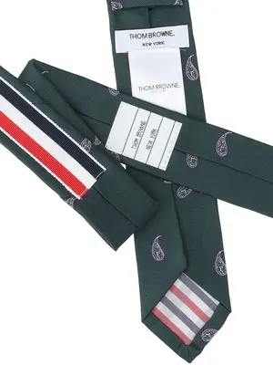 Thom Browne Striped Neck Tie - Green