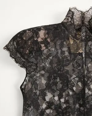Valentino Garavani Floral Lace High Neck Top