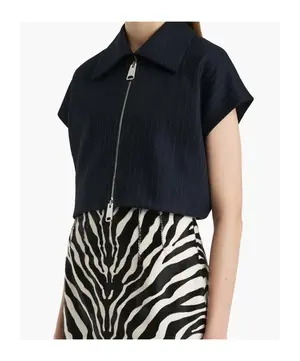 Khaite Robin Zip-up Pinstripe Shirt - Black