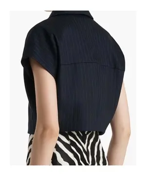 Khaite Robin Zip-up Pinstripe Shirt - Black