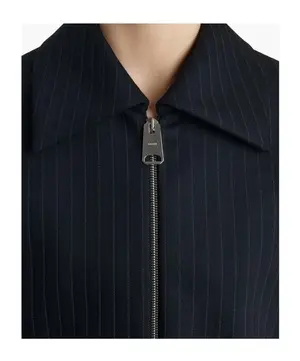 Khaite Robin Zip-up Pinstripe Shirt - Black