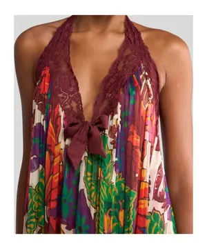 Etro Sleeveless Maxi Dress With Lace Trim And Ribbon Detail - Multicoloured