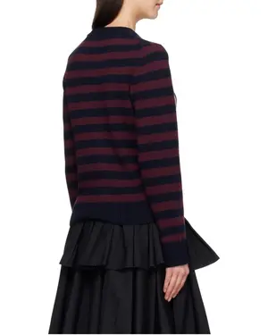 GANNI Logo Intarsia Striped Knitted Jumper - Black