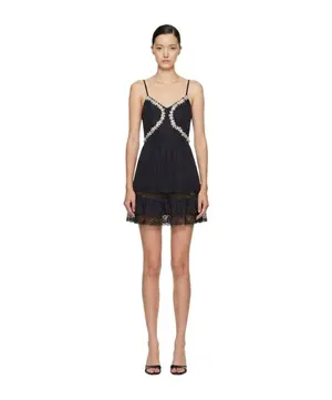 Marissa Chiara Spaghetti Strap V-neck Dress - Black