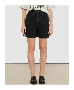 ANINE BING Delaney High-waisted Denim Shorts - Black