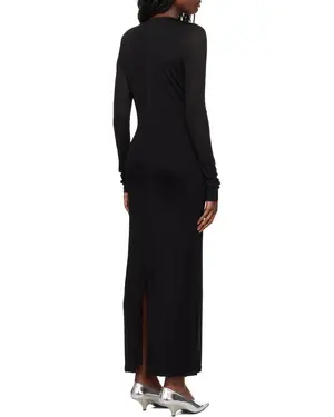 TOTEME Draped V-neck Long Sleeve Maxi Dress