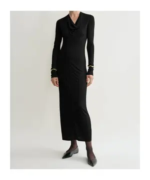 TOTEME Draped V-neck Long Sleeve Maxi Dress