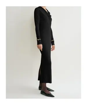 TOTEME Draped V-neck Long Sleeve Maxi Dress