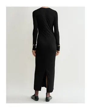 TOTEME Draped V-neck Long Sleeve Maxi Dress