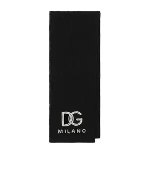 Dolce & Gabbana Logo-embroidered Cashmere Scarf - Black