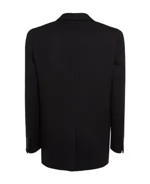 Saint Laurent Double-breasted Suit Jacket With Pointed Collar And Trimmed Pockets - Black
