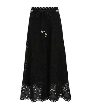 Zimmermann Rhiannon Embroidered Skirt - Black