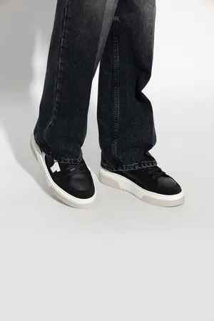 FERRAGAMO Logo Embellished Lace-up Sneakers - Black
